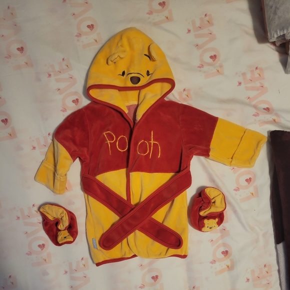 Disney | Pajamas | Winniethepooh Robe Booties Set | Poshmark